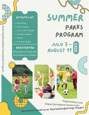 Erving Recreation Commission: 2023 Summer Parks Program